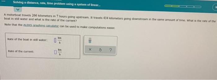 Solved Solving a distance, rate, time problem using a system | Chegg.com