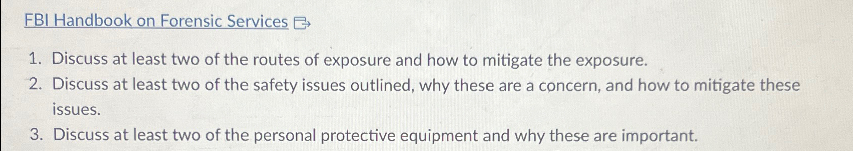 Solved FBI Handbook on Forensic ServicesDiscuss at least two | Chegg.com