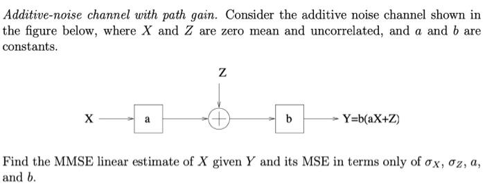 Solved Additive-noise channel with path gain. Consider the | Chegg.com