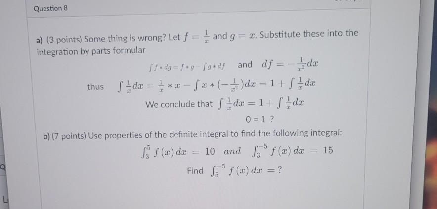 Solved a) (3 points) Some thing is wrong? Let f=x1 and g=x. | Chegg.com