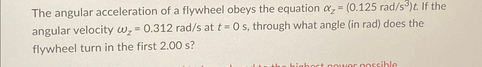 Solved The angular acceleration of a flywheel obeys the | Chegg.com