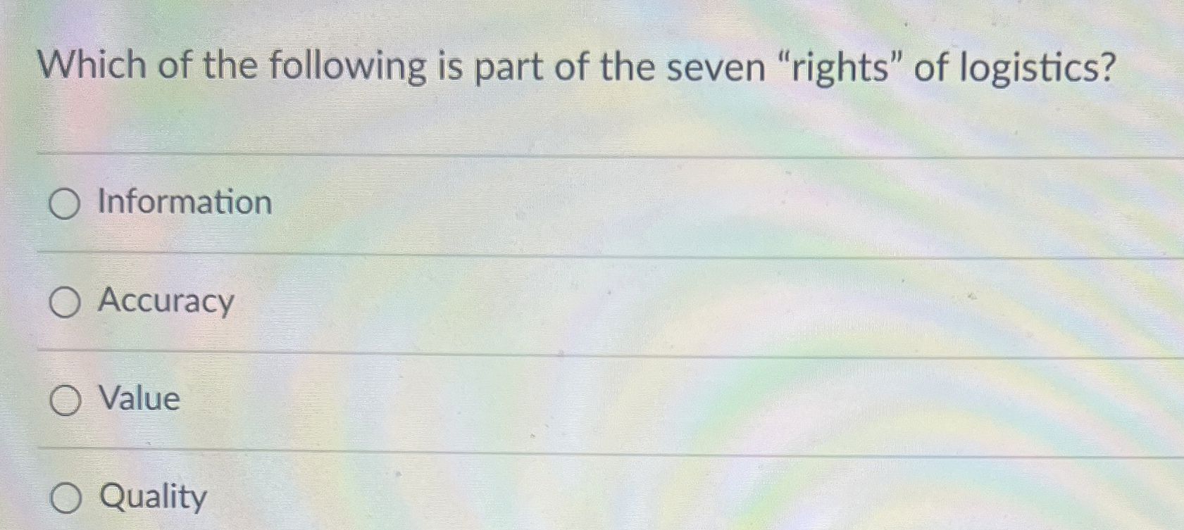 Solved Which of the following is part of the seven "rights" | Chegg.com