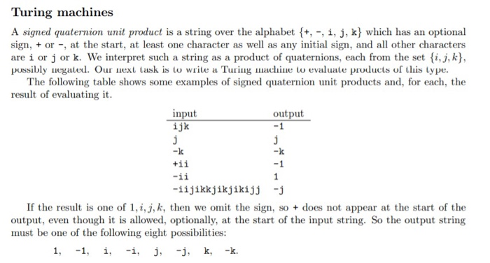 Turing machines A signed quaternion unit product is a | Chegg.com