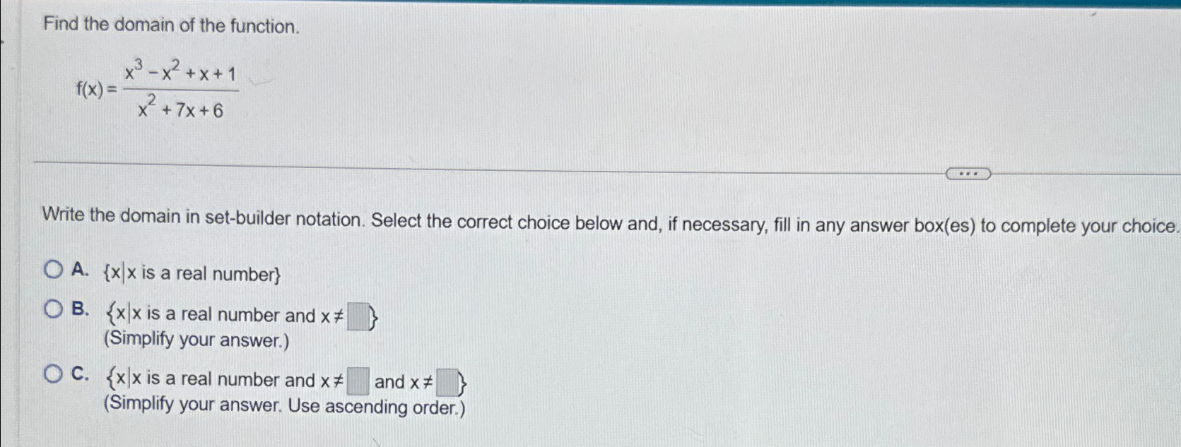 Solved Find the domain of the | Chegg.com