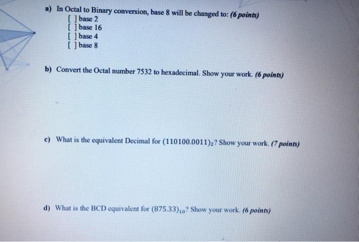 Solved a) Convert the binary number 10101.10010 to decimal. | Chegg.com