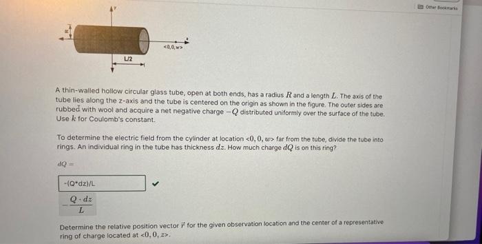 Solved L/2 A thin-walled hollow circular glass tube, | Chegg.com