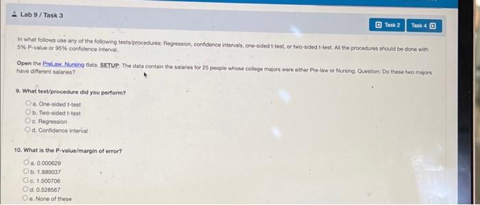 Solved A Lab 9/Task 3 Task 2 In what follows use any of the | Chegg.com