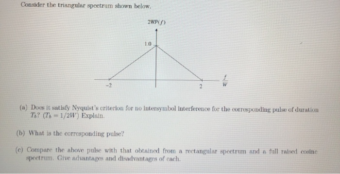 Consider the triangular spectrum shown below. 2WP) | Chegg.com