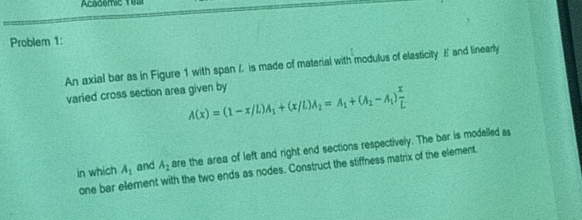 Solved An axial bar as in Figure 1 with span i is made of | Chegg.com