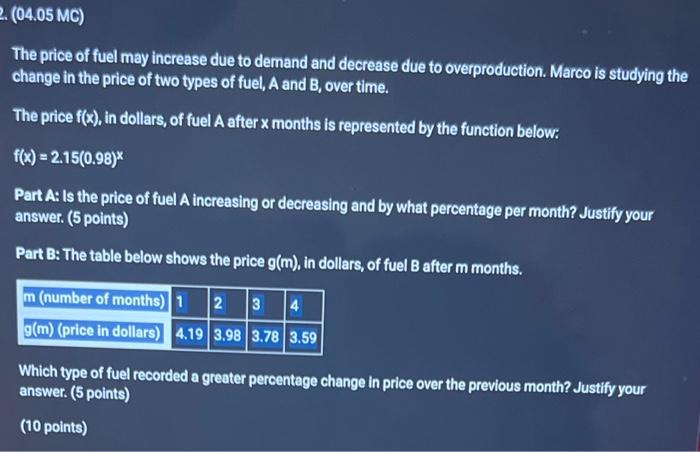 Solved The Price Of Fuel May Increase Due To Demand And Chegg