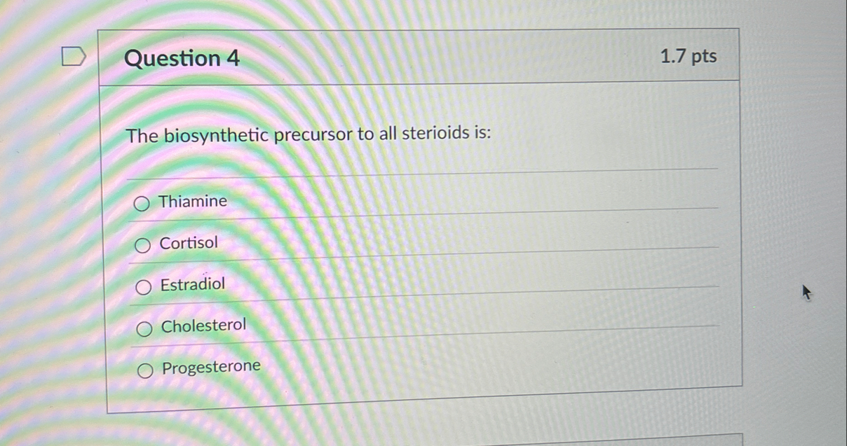 Solved Question 41.7 ﻿ptsThe biosynthetic precursor to all | Chegg.com