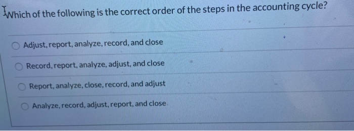 Solved Which of the following is the correct order of the | Chegg.com