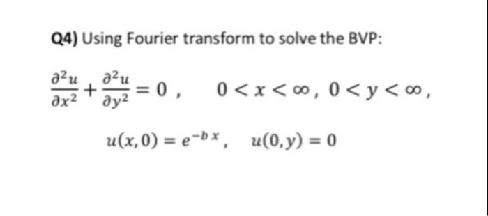 Solved Q4) Using Fourier transform to solve the BVP: oxu + 3 | Chegg.com