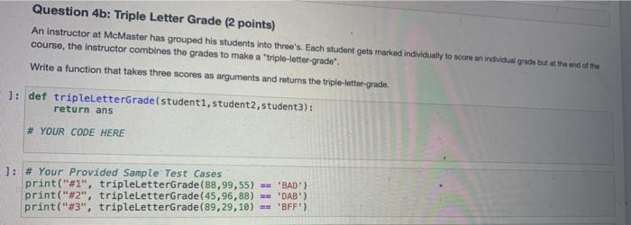 Solved Question 4a: Letter Grade (2 points) McMaster is | Chegg.com