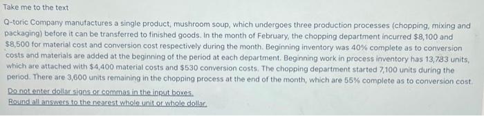 Solved Take me to the text Q-toric Company manufactures a | Chegg.com