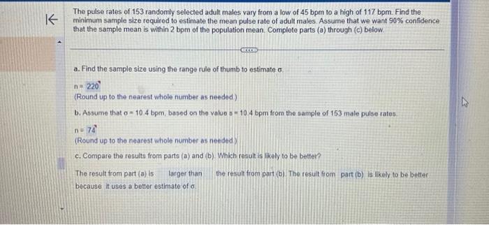 Solved The Pulse Rates Of 141 Randomly Selected Adult Males