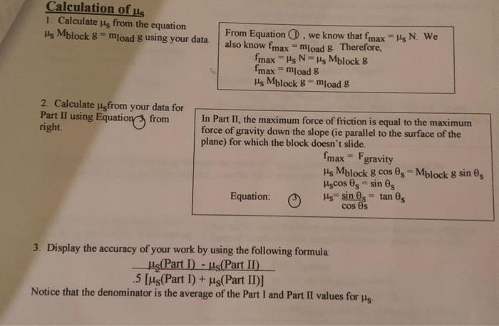 Solved Calculation of μs 1. Calculate μs from the equation | Chegg.com