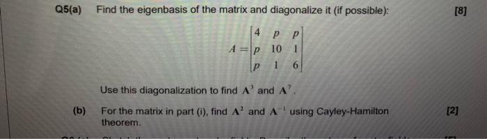 Solved Q5(a) Find the eigenbasis of the matrix and | Chegg.com
