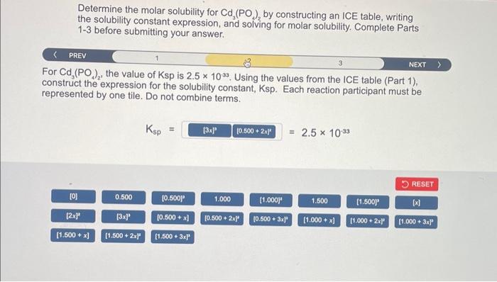 Solved Determine the molar solubility for Cd3(PO4)2 by | Chegg.com