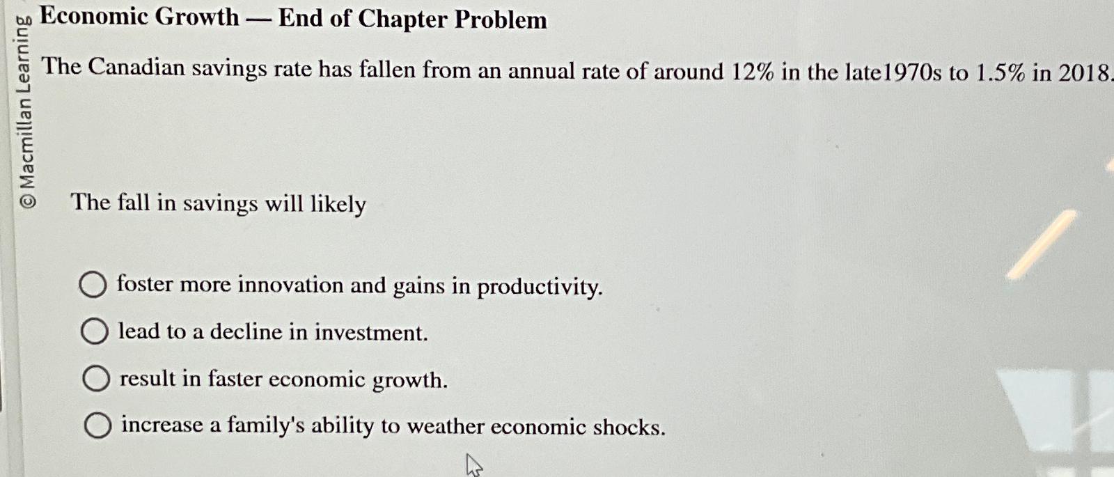 Solved ?c∞ ﻿Economic Growth - ﻿End of Chapter ProblemThe | Chegg.com