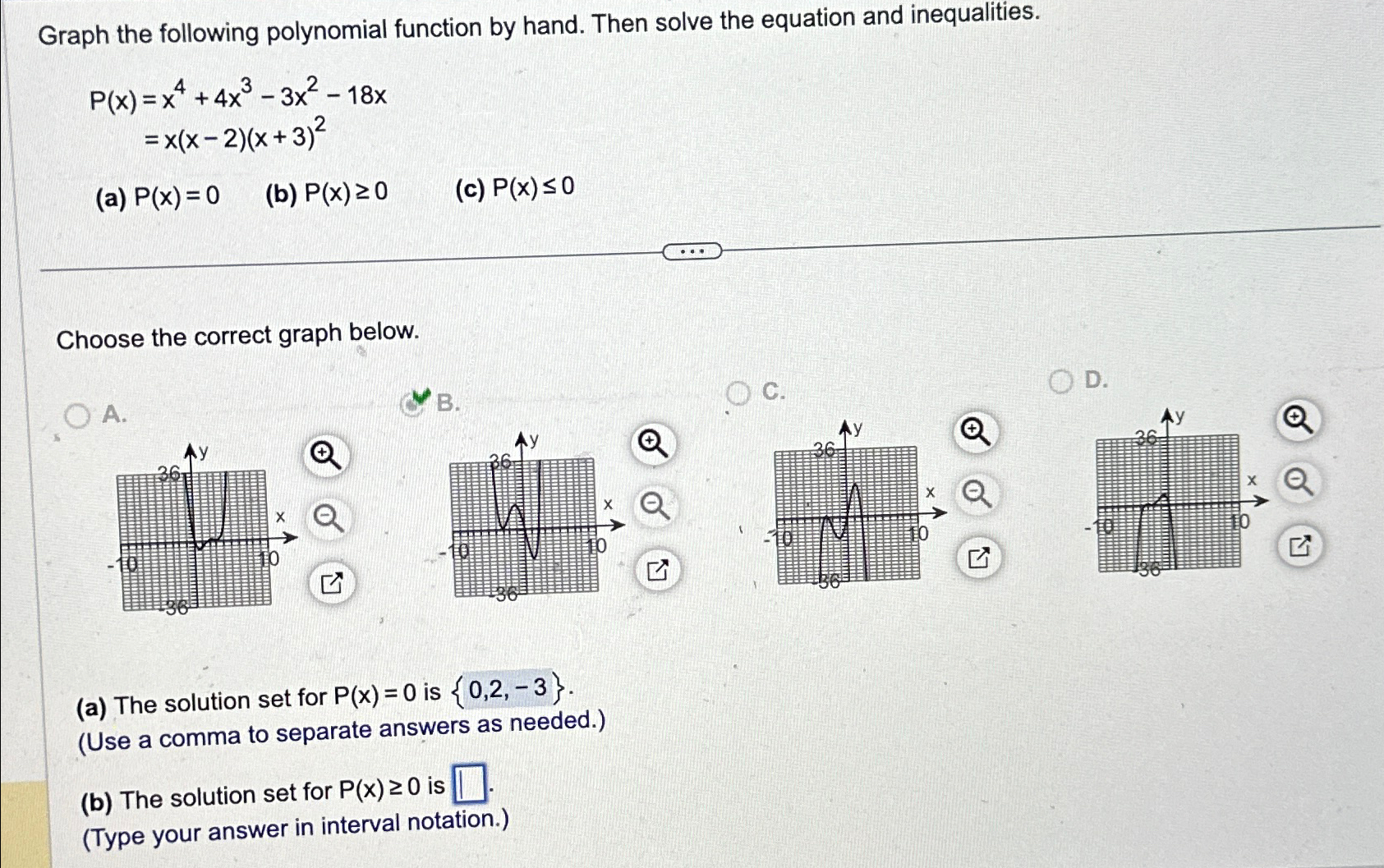 Solved Graph the following polynomial function by hand. Then | Chegg.com