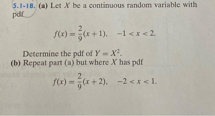 Solved 5.1-18. (a) Let X be a continuous random variable | Chegg.com