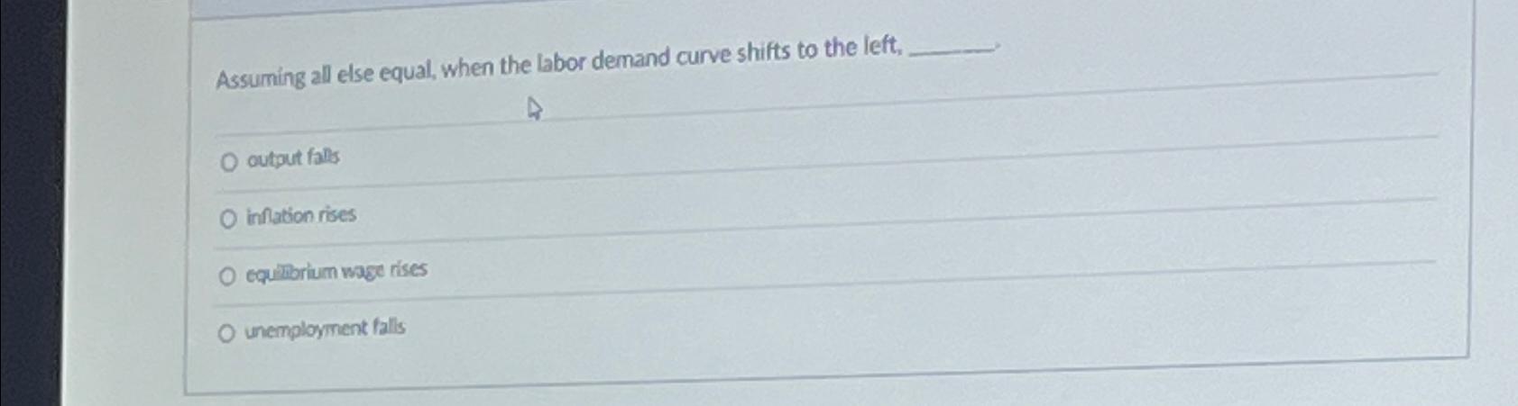 Solved Assuming all else equal, when the labor demand curve | Chegg.com