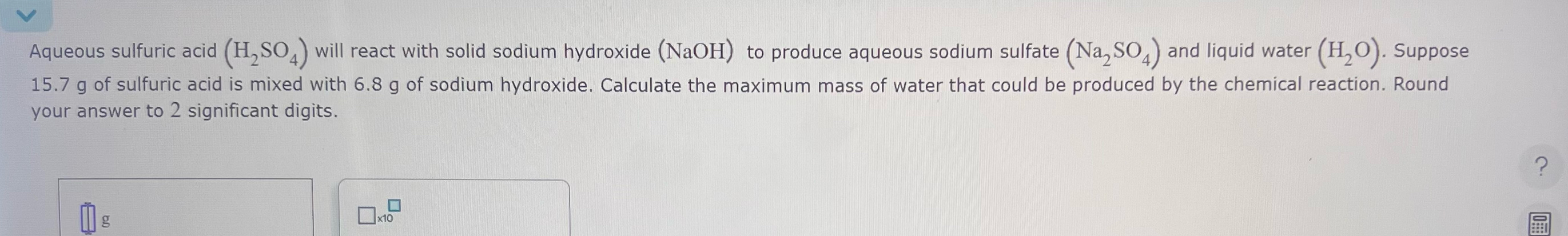 Solved Aqueous sulfuric acid (H2SO4) ﻿will react with solid | Chegg.com