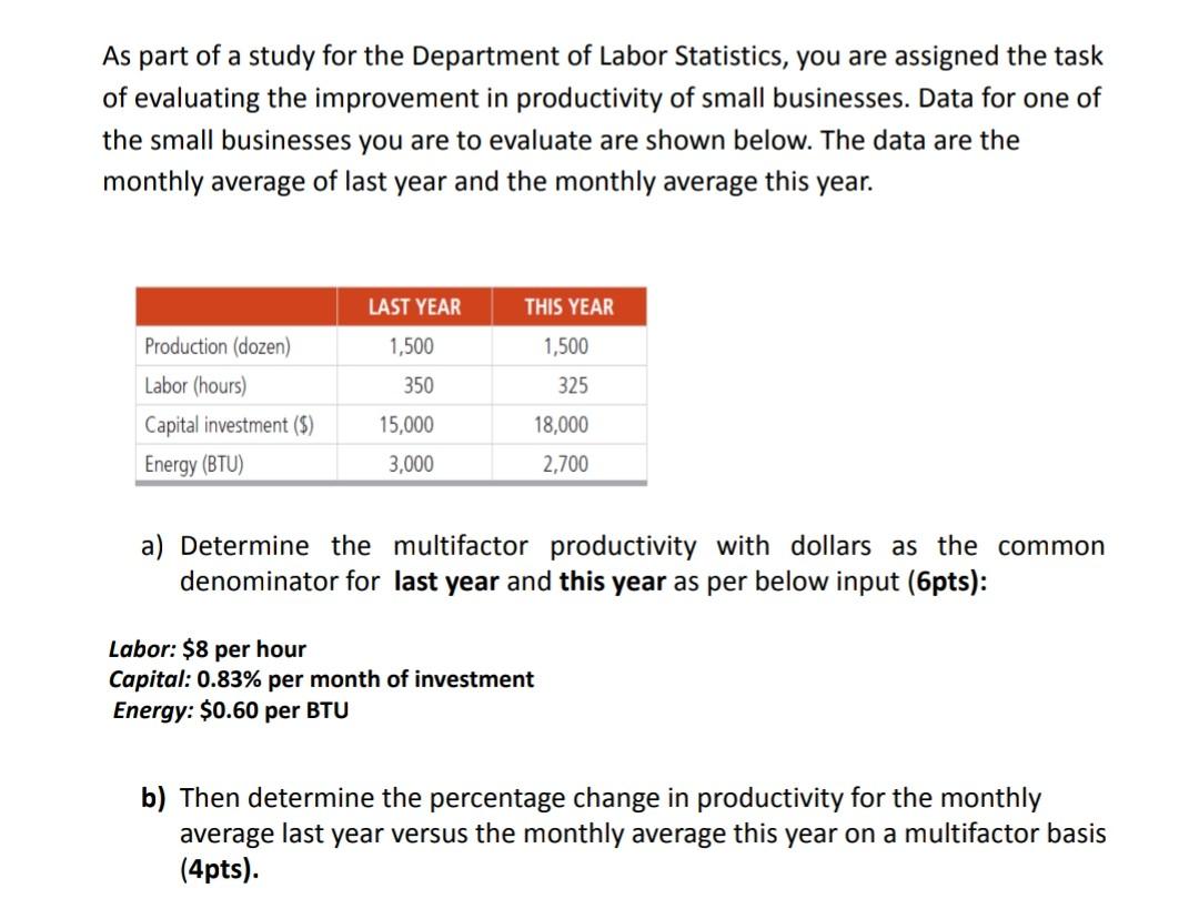 Solved As part of a study for the Department of Labor | Chegg.com