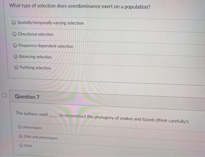 Solved What type of selection does overdominance exert on a | Chegg.com