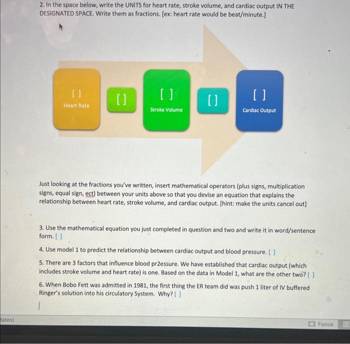 Solved 2. In the space below, write the UNITS for heart | Chegg.com