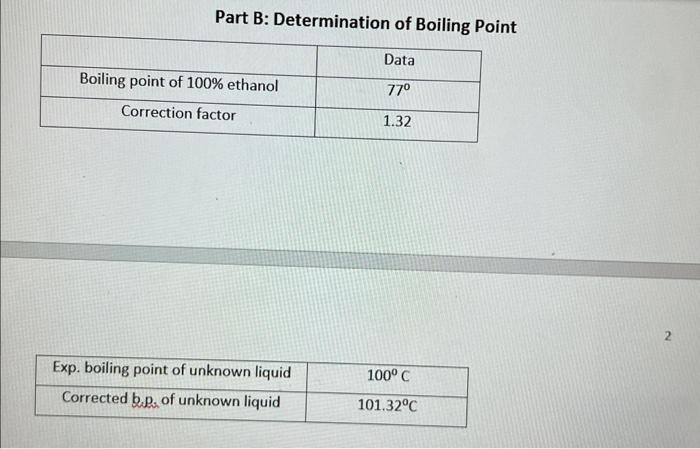 Part B: Determination of Boiling PointPart C: | Chegg.com