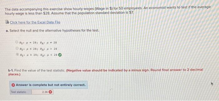 Solved The data accompanying this exercise show hourly wages | Chegg.com