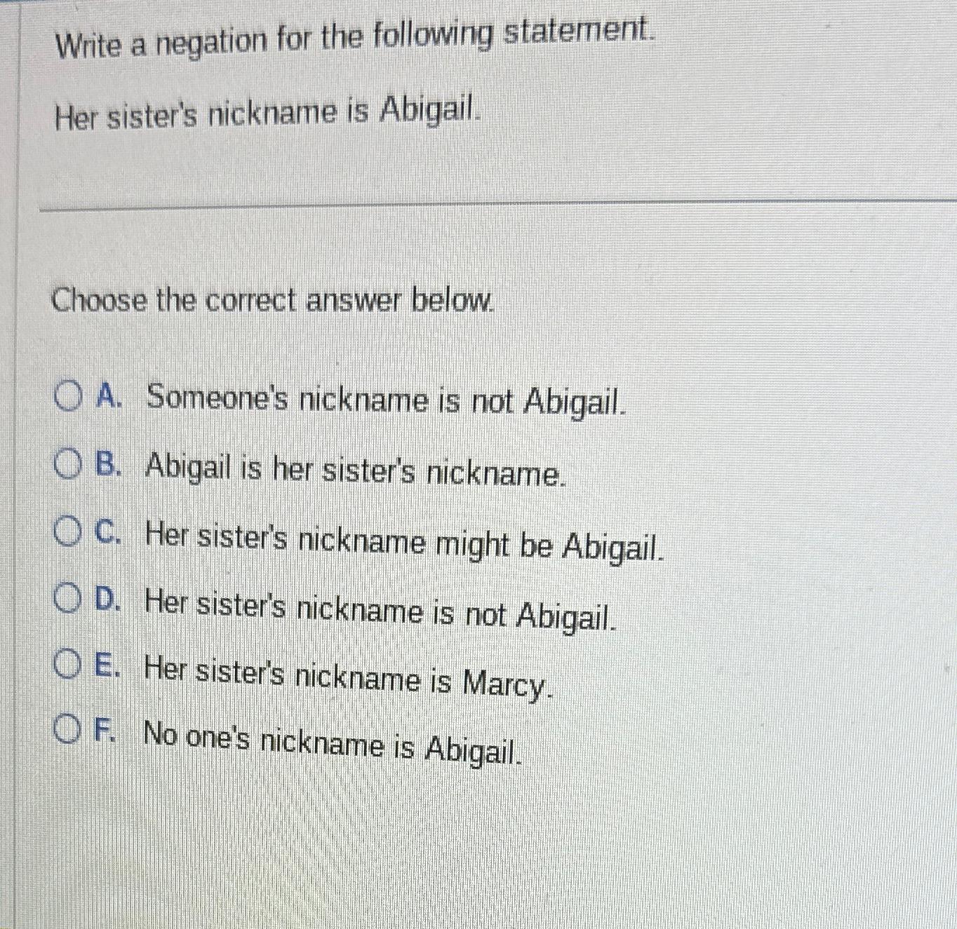 Solved Write a negation for the following statement.Her | Chegg.com ...
