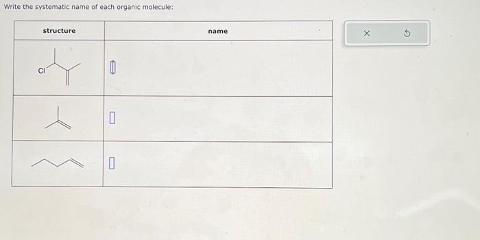 Solved Write the systematic name of each organic molecule: | Chegg.com