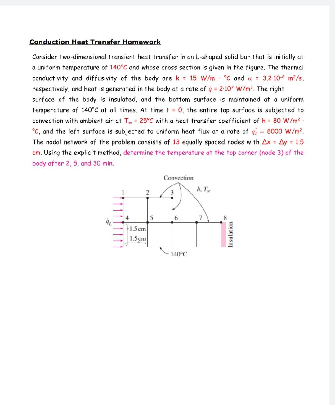 Solved Conduction Heat Transfer Homework Consider | Chegg.com