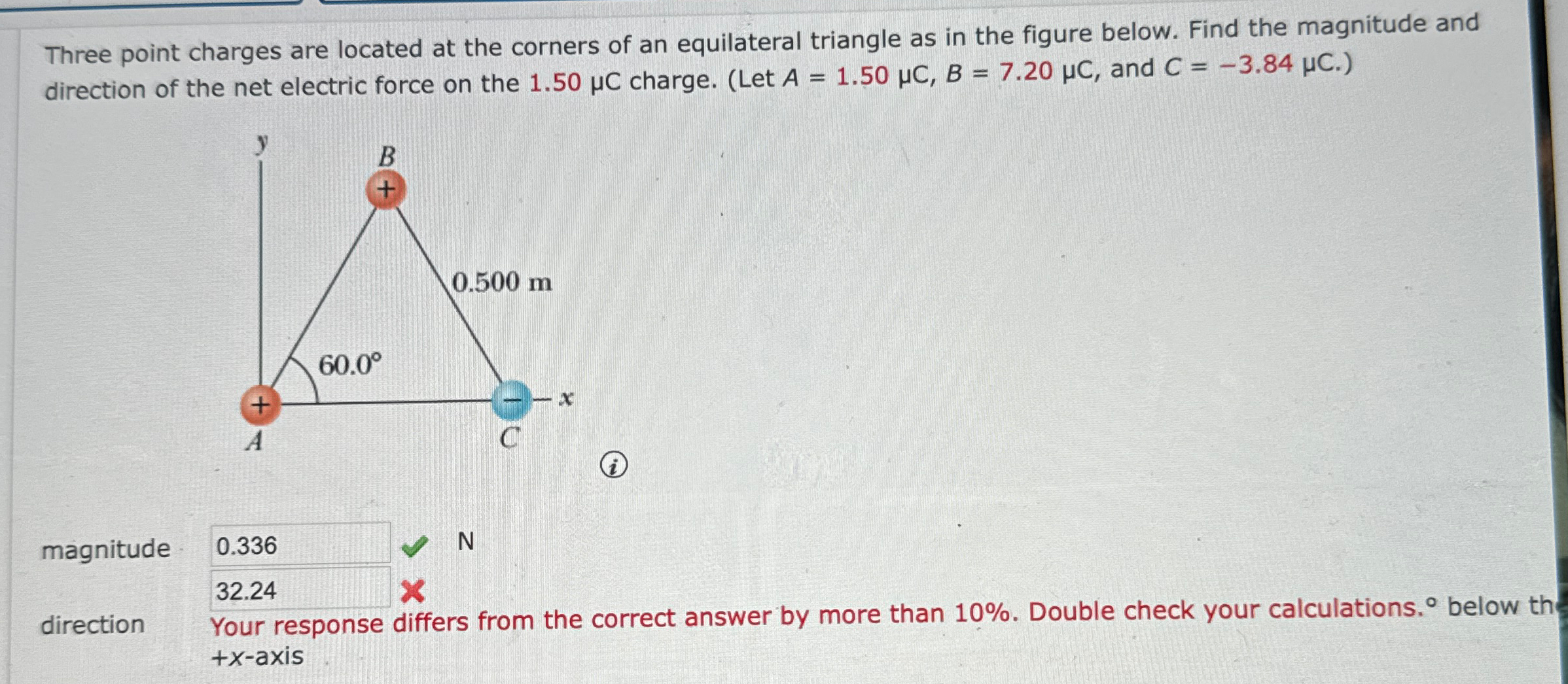 Solved Three point charges are located at the corners of an | Chegg.com