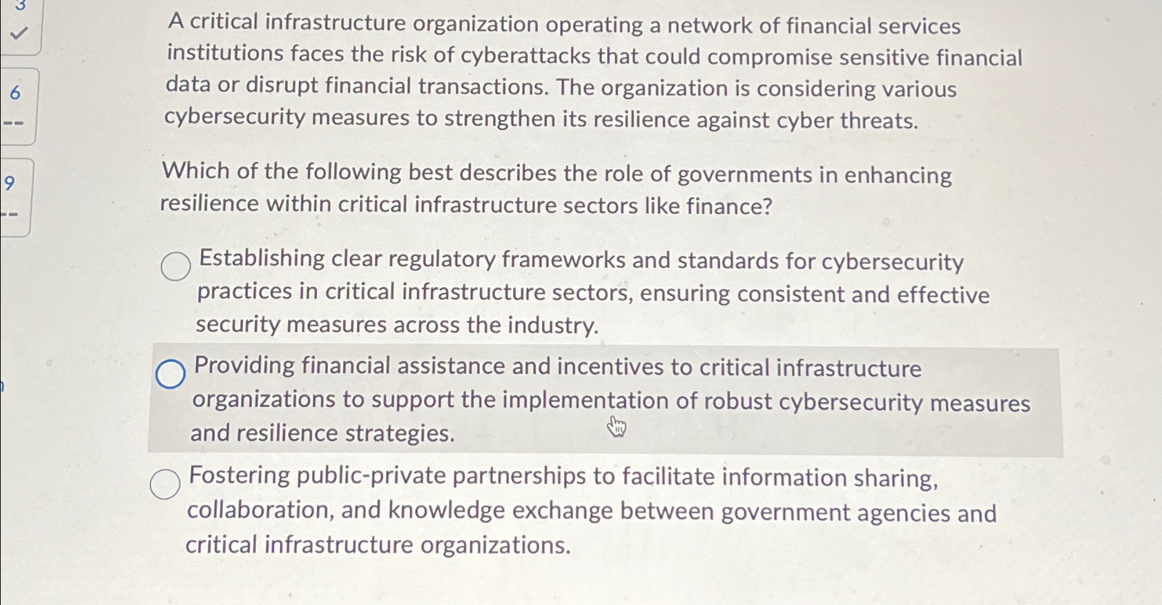 Solved A critical infrastructure organization operating a | Chegg.com