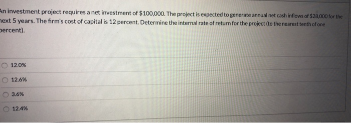 Solved An investment project requires a net investment of | Chegg.com