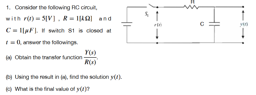 Solved Consider the following RC circuit,with | Chegg.com