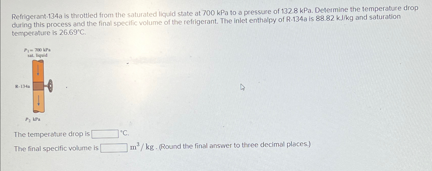 Solved Refrigerant-134a is throttled from the saturated | Chegg.com