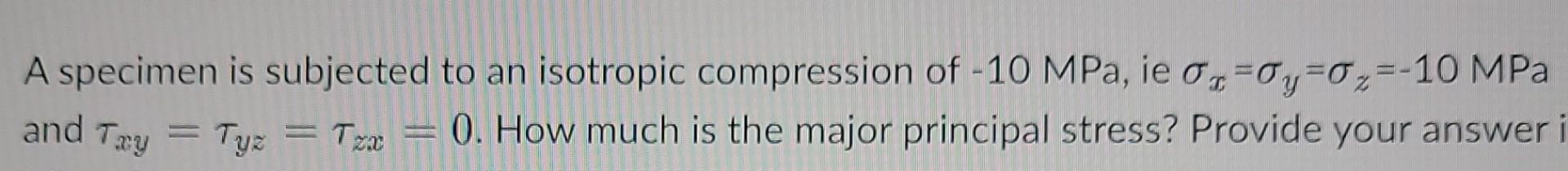 Solved A specimen is subjected to an isotropic compression | Chegg.com