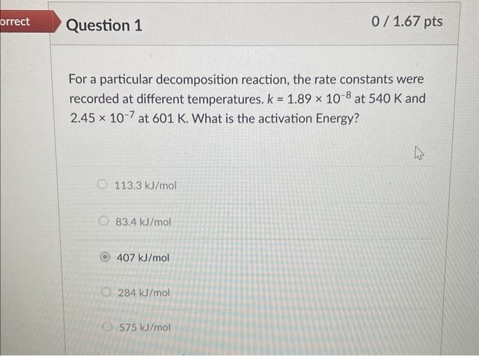 Solved For a particular decomposition reaction, the rate | Chegg.com