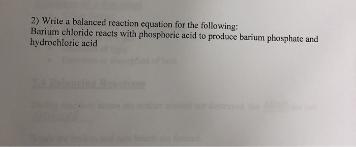 Solved 2) Write a balanced reaction equation for the | Chegg.com