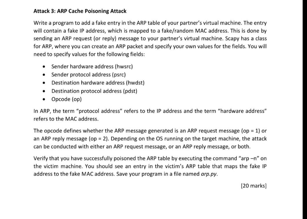 Solved Lab 8: Implementing Network Attacks using Scapy (100 | Chegg.com