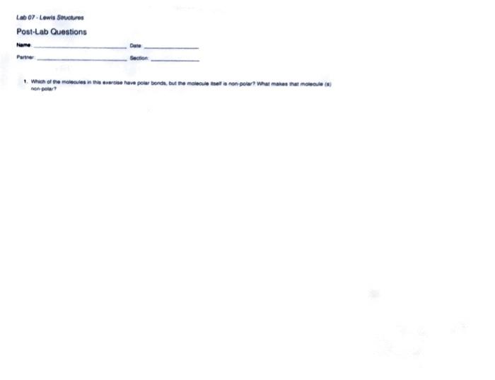 Solved Lab 07. Lewis Structures Procedure Name: Dale | Chegg.com