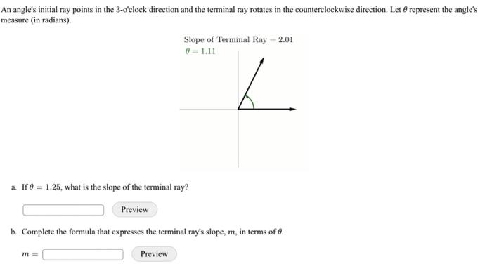 Solved An angle's initial ray points in the 3 -o'clock | Chegg.com
