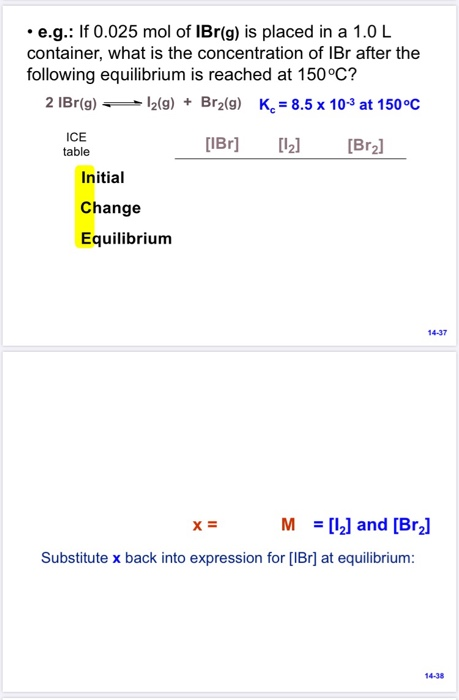 Solved .e.g.: If 0.025 mol of IBr(g) is placed in a 1.0L | Chegg.com