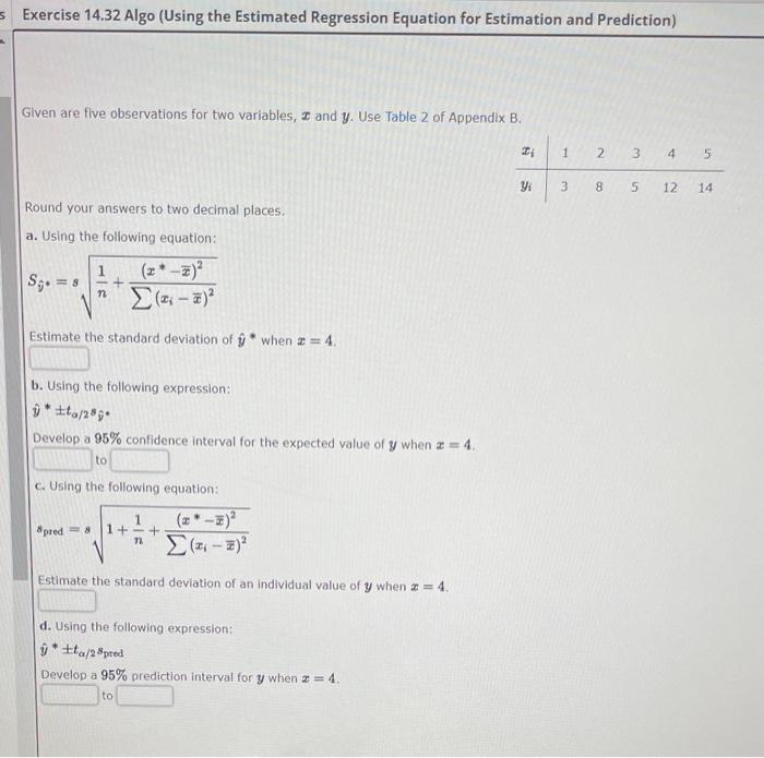 Solved Exercise 1432 Algo Using The Estimated Regression 