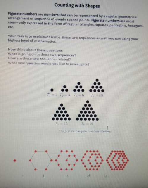 Solved Counting with Shapes Figurate numbers are numbers | Chegg.com